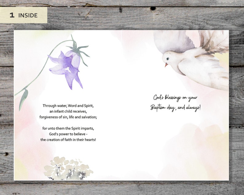 Baptism Card Set of 2 With Bible Quotes and Unique Religious Baptism ...