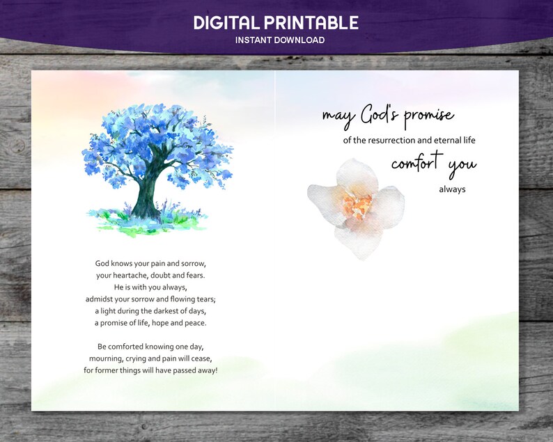 Religious Sympathy Card, Condolence Card, Bible Verse, Sympathy Message ...