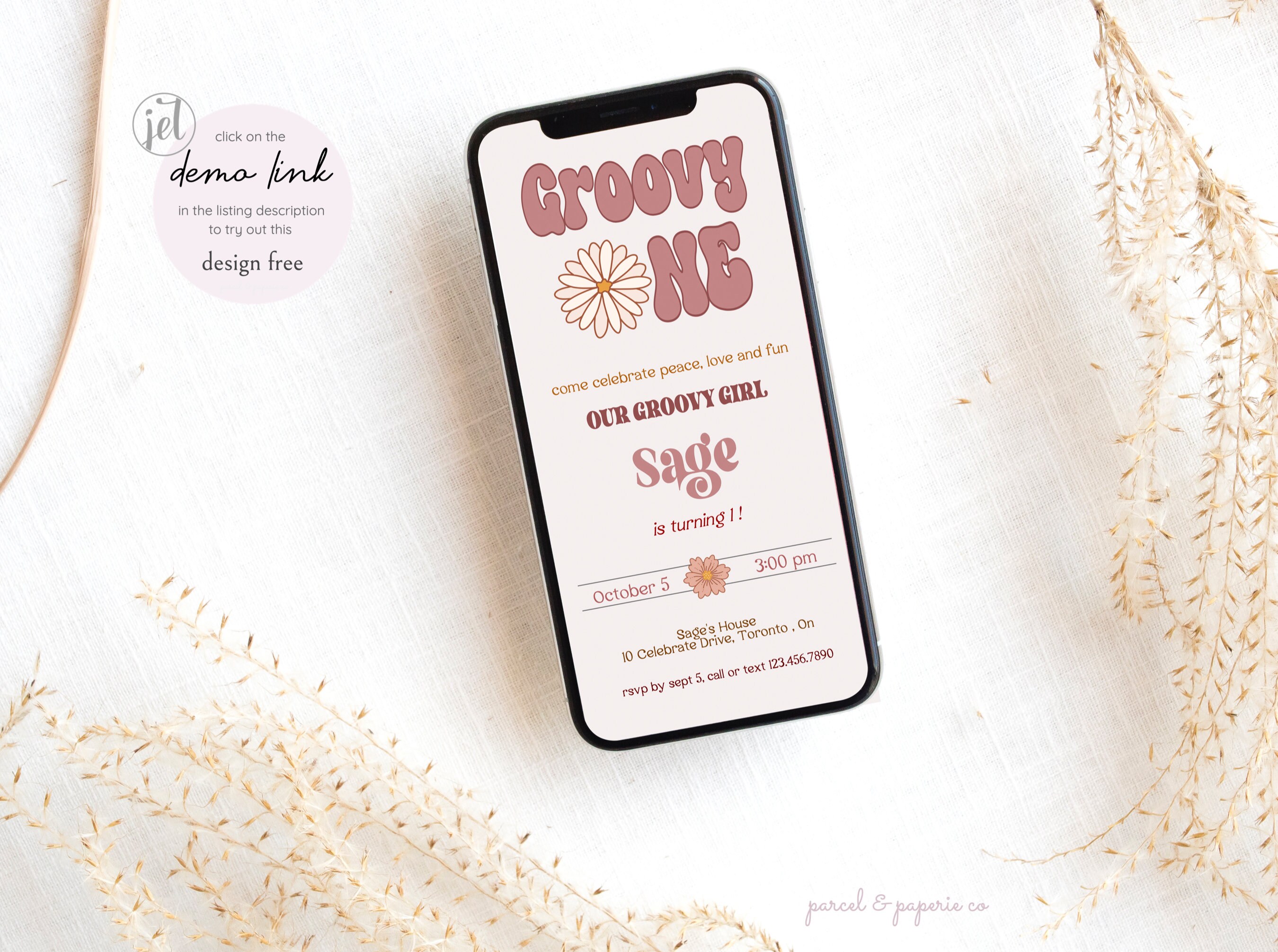 Printable Groovy One Birthday Invitation Template DIY Groovy Birthday ...