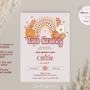 Printable Two Groovy Birthday Invitation Template DIY Groovy Birthday ...