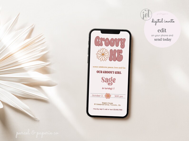 Printable Groovy One Birthday Invitation Template DIY Groovy Birthday ...