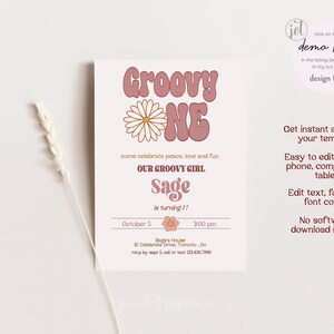 Printable Groovy One Birthday Invitation Template DIY Groovy Birthday ...