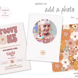 Printable Groovy One Birthday Invitation Template DIY Groovy Birthday ...