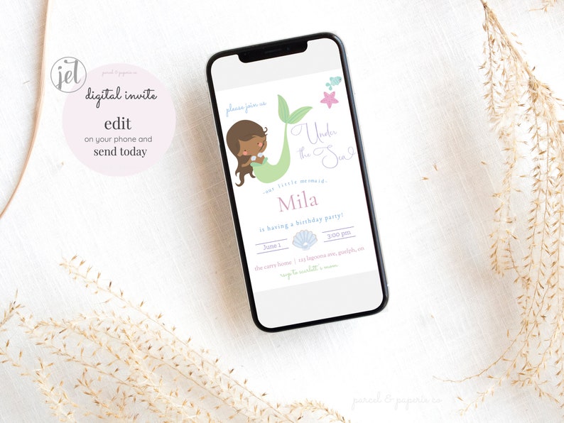 Digital Mermaid Birthday Invitation Simple Mermaid Birthday - Etsy