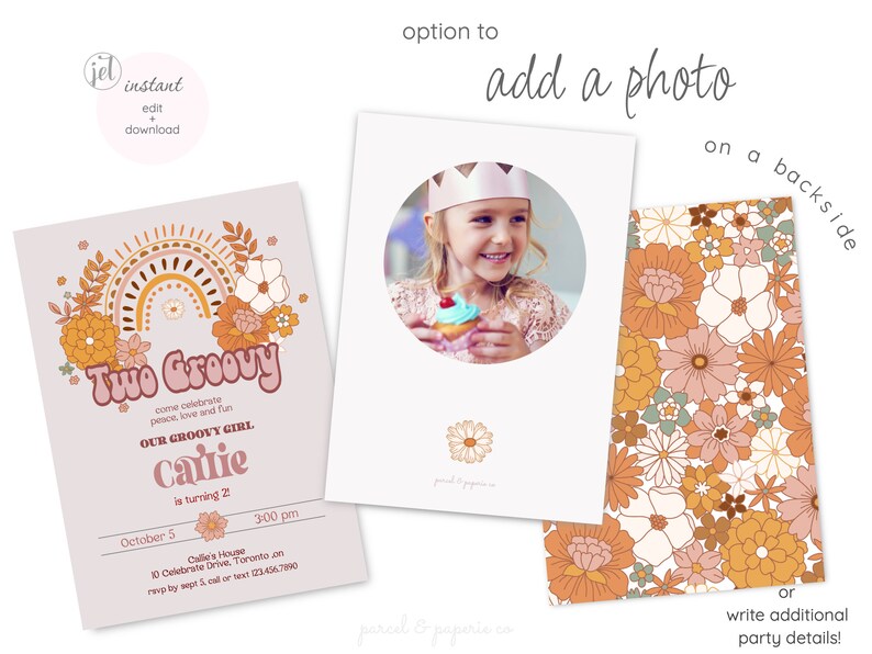 Printable Two Groovy Birthday Invitation Template DIY Groovy Birthday ...