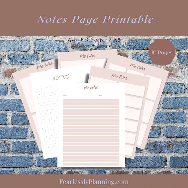 Notes Page Printable - Etsy