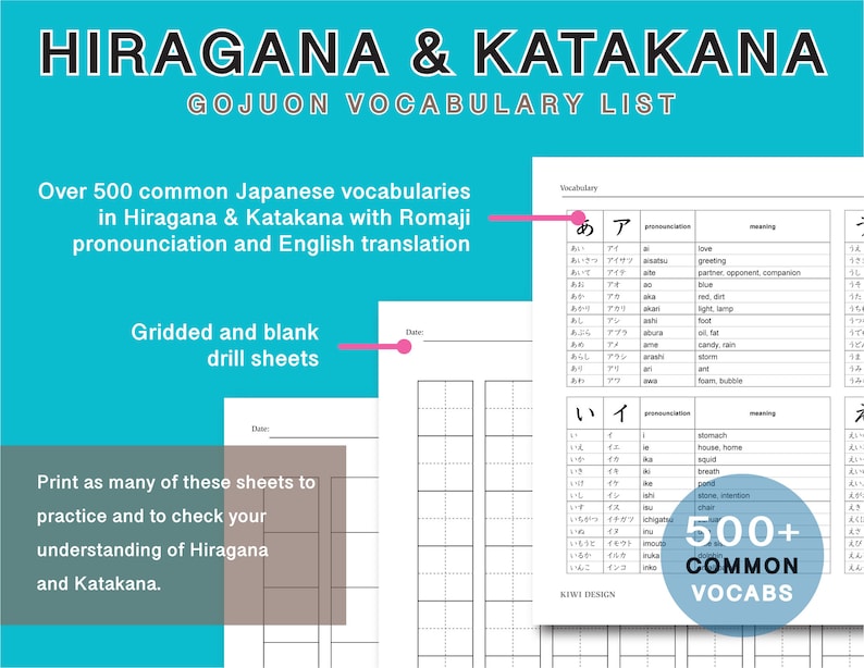 Japanese Alphabet Complete Bundle Pack: Hiragana, Katakana, Dakuon ...