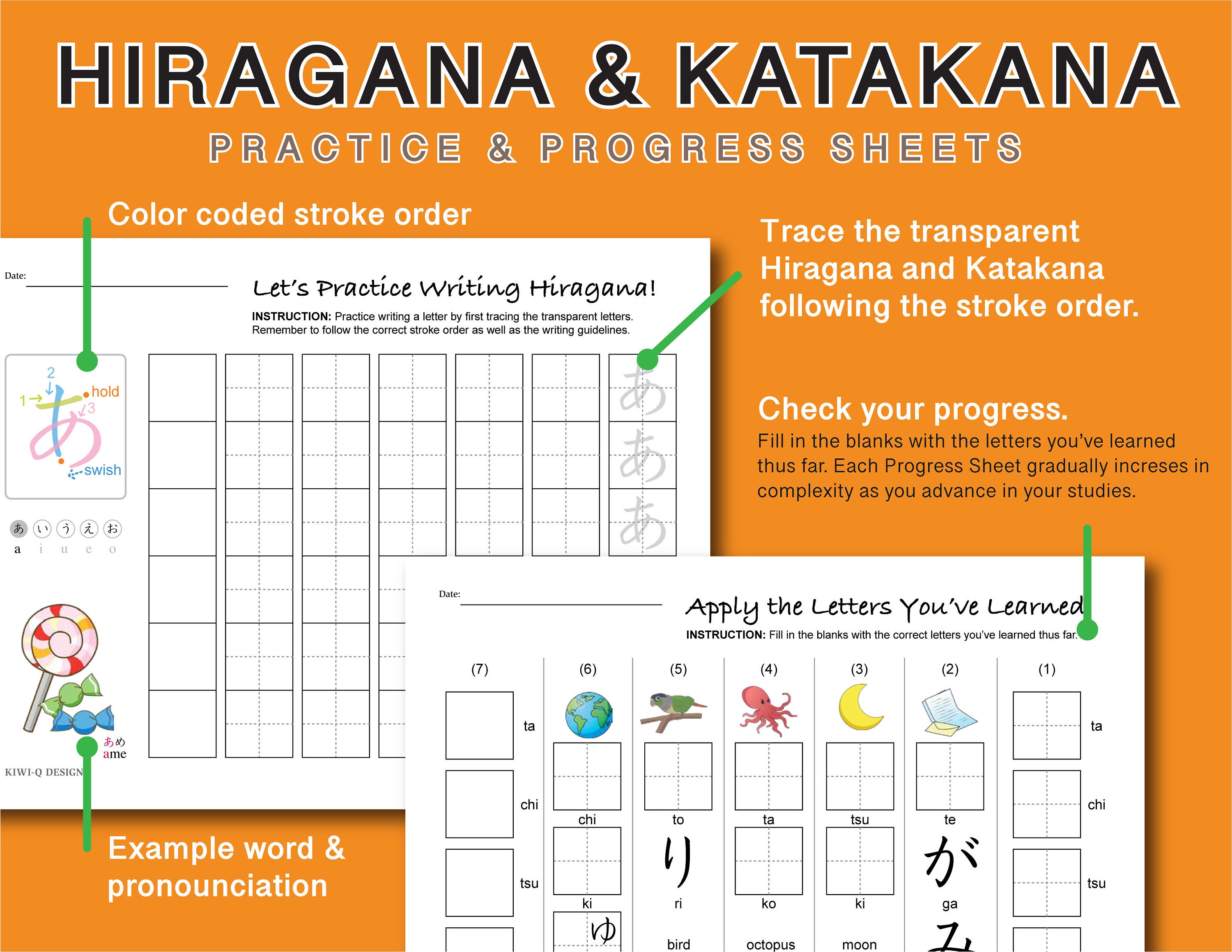 Japanese Hiragana and Katakana Worksheets - Etsy