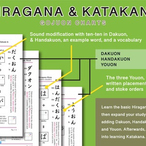 Japanese Hiragana & Katakana Charts With Drill Sheets - Etsy Australia