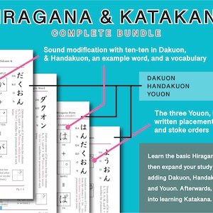Japanese Alphabet Complete Bundle Pack: Hiragana, Katakana, Dakuon ...
