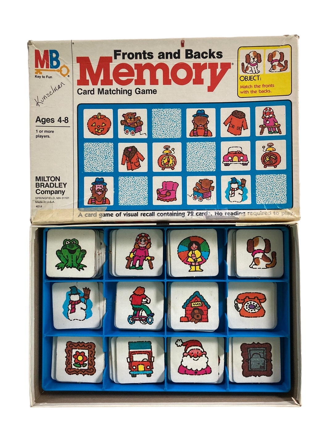 Vintage 1980 Memory Card Matching Game Fronts and Backs Milton Bradley ...