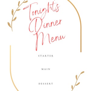 Dinner Menu Template | Date Night, Girls Night, Any Occasion - Etsy
