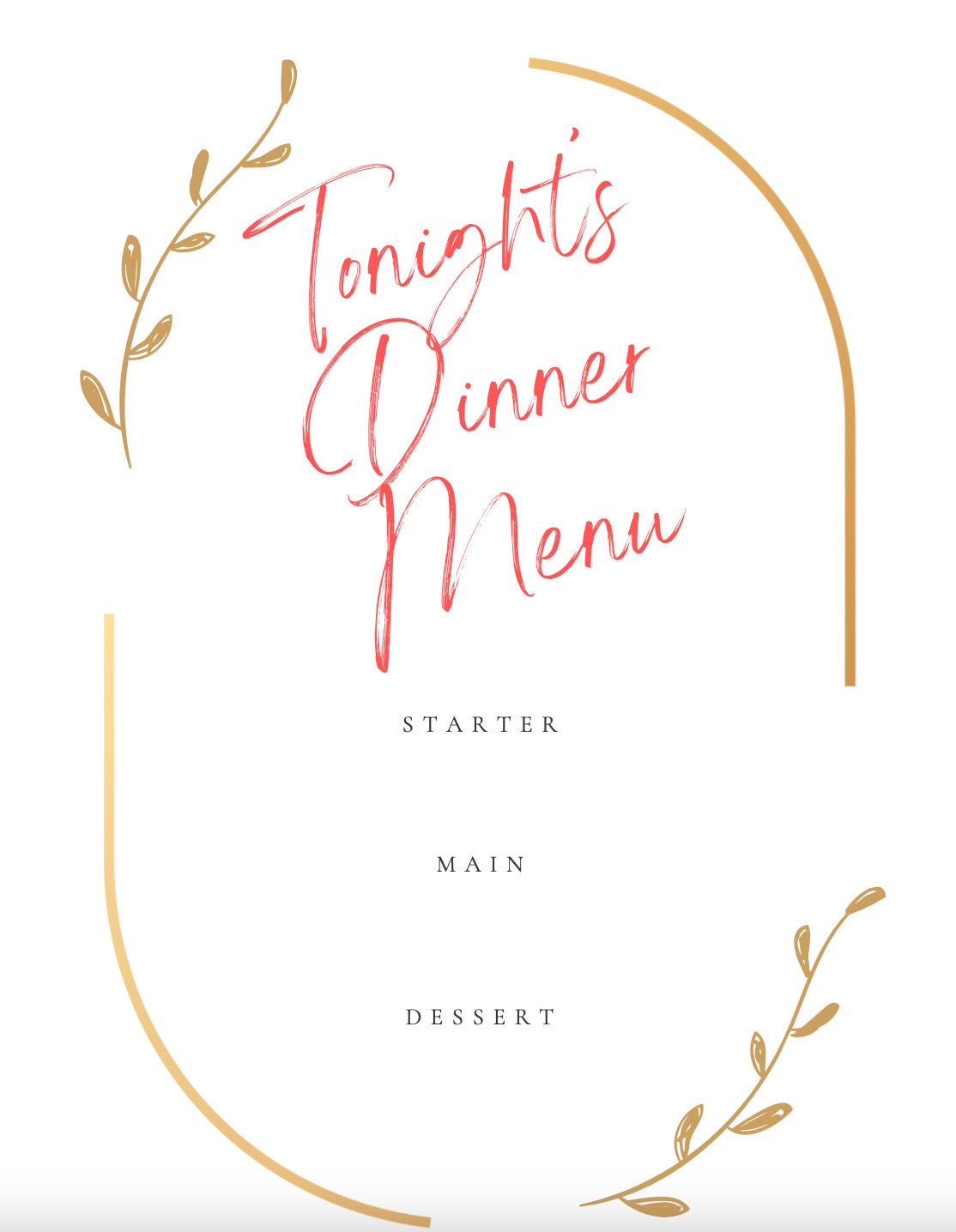 Dinner Menu Template | Date Night, Girls Night, Any Occasion - Etsy