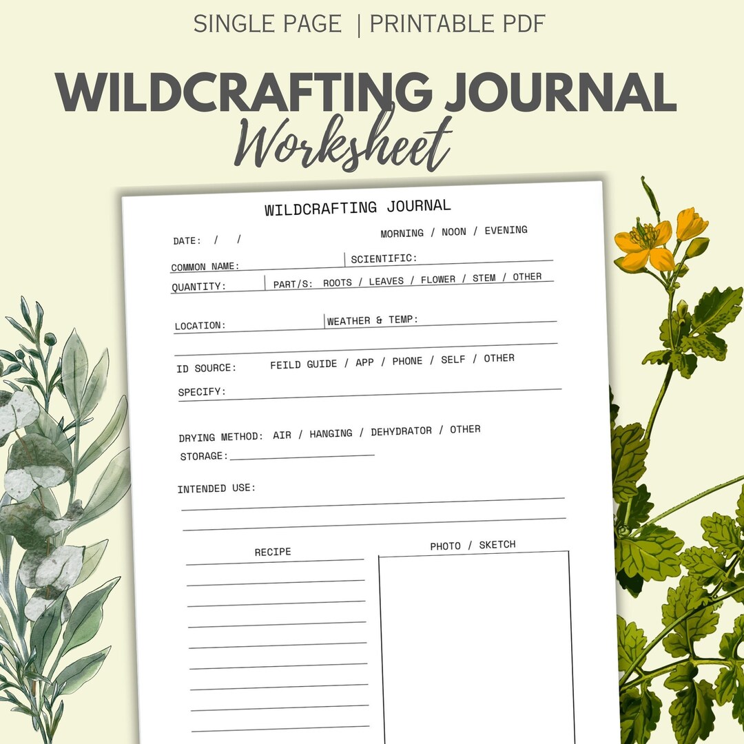 Foraging Journal Worksheet Printable for Apothecaries - Etsy