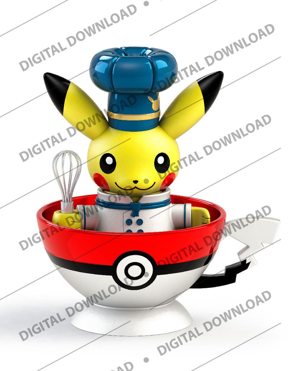 Chef Pikachu Pokemon Cup Wall Art Digital Download, Kids Room, Kitchen ...