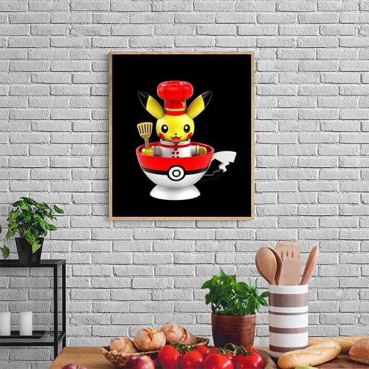 Chef Pikachu Pokemon Cup Wall Art Digital Download, Kids Room, Kitchen ...
