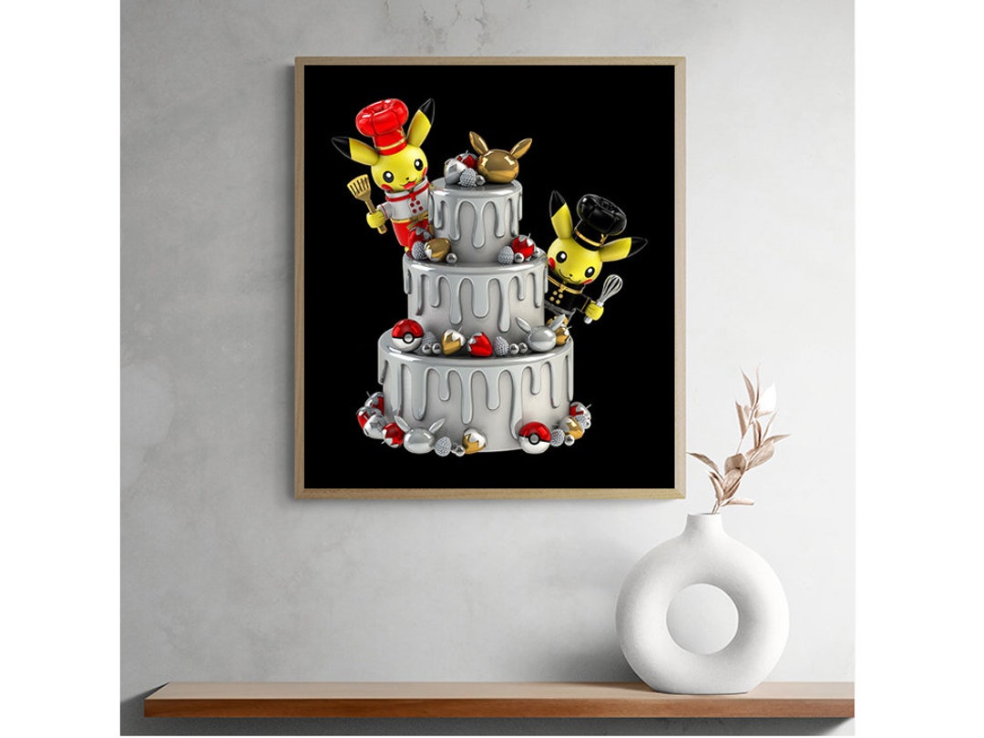 Chef Pikachu Pokemon 3 Tier Cake Digital Download, Wall Decor, Pikachu ...