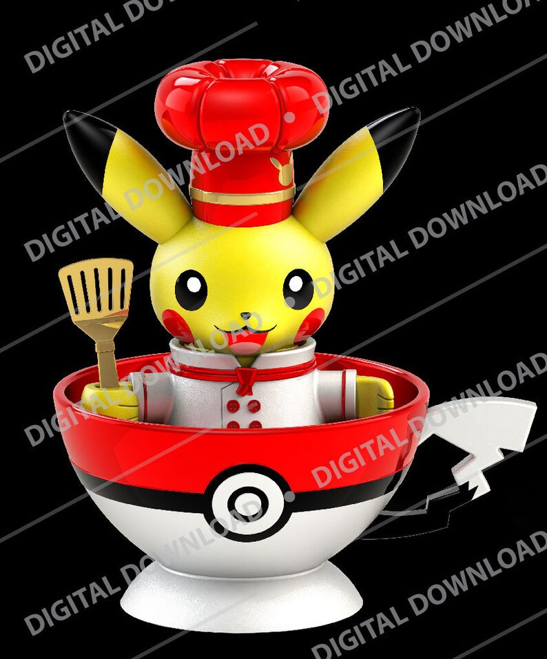 Chef Pikachu Pokemon Cup Wall Art Digital Download, Kids Room, Kitchen ...