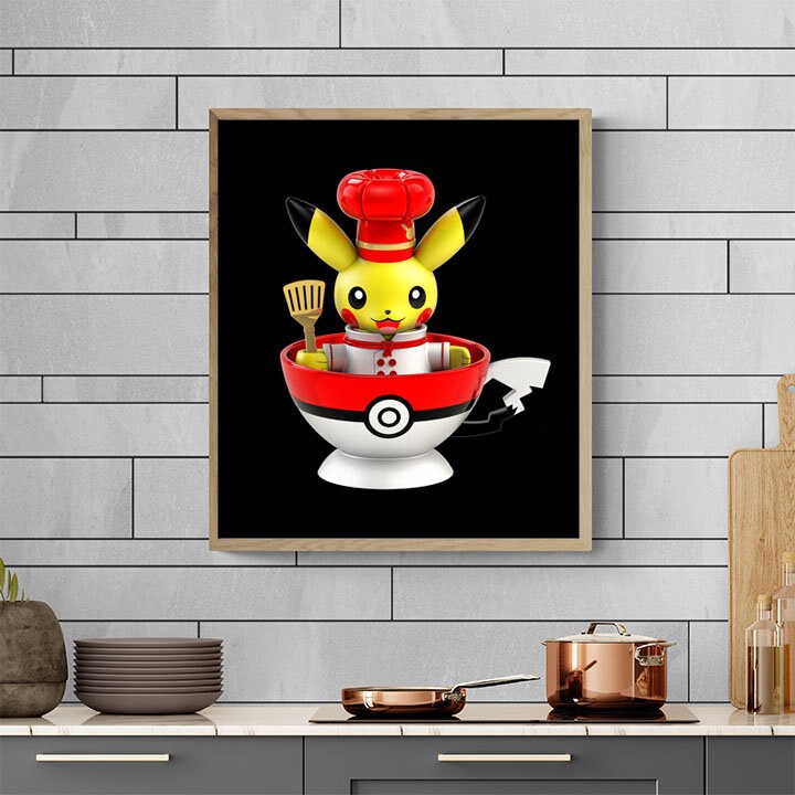 Chef Pikachu Pokemon Cup Wall Art Digital Download, Kids Room, Kitchen ...