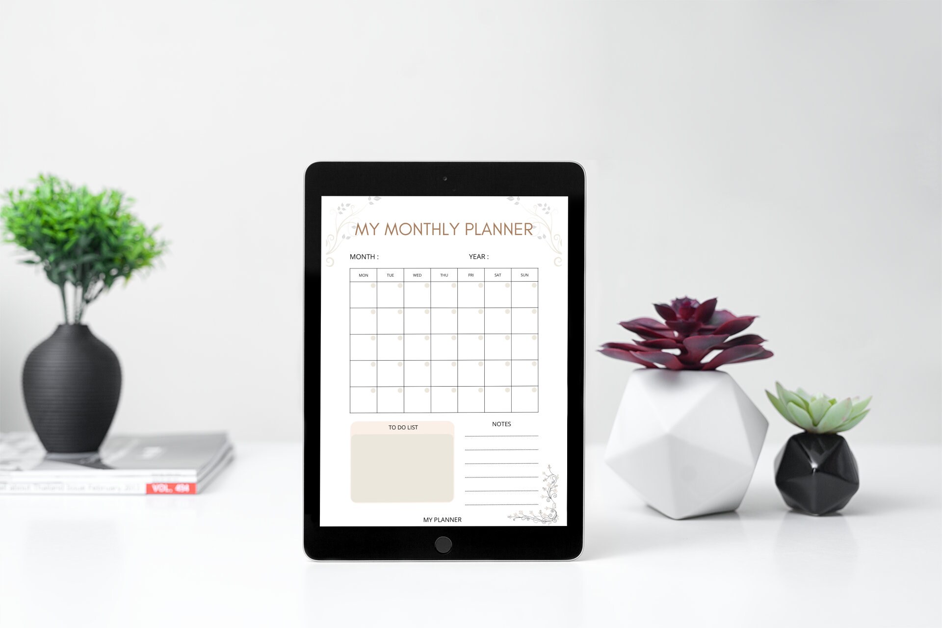 Monthly Digital Planner, Planner Notepad, Daily Journal, iPad Planner ...