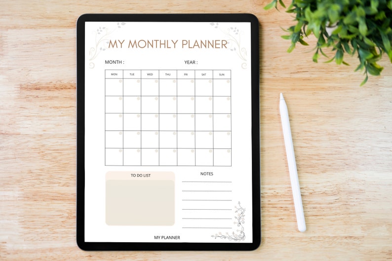 Monthly Digital Planner, Planner Notepad, Daily Journal, iPad Planner ...