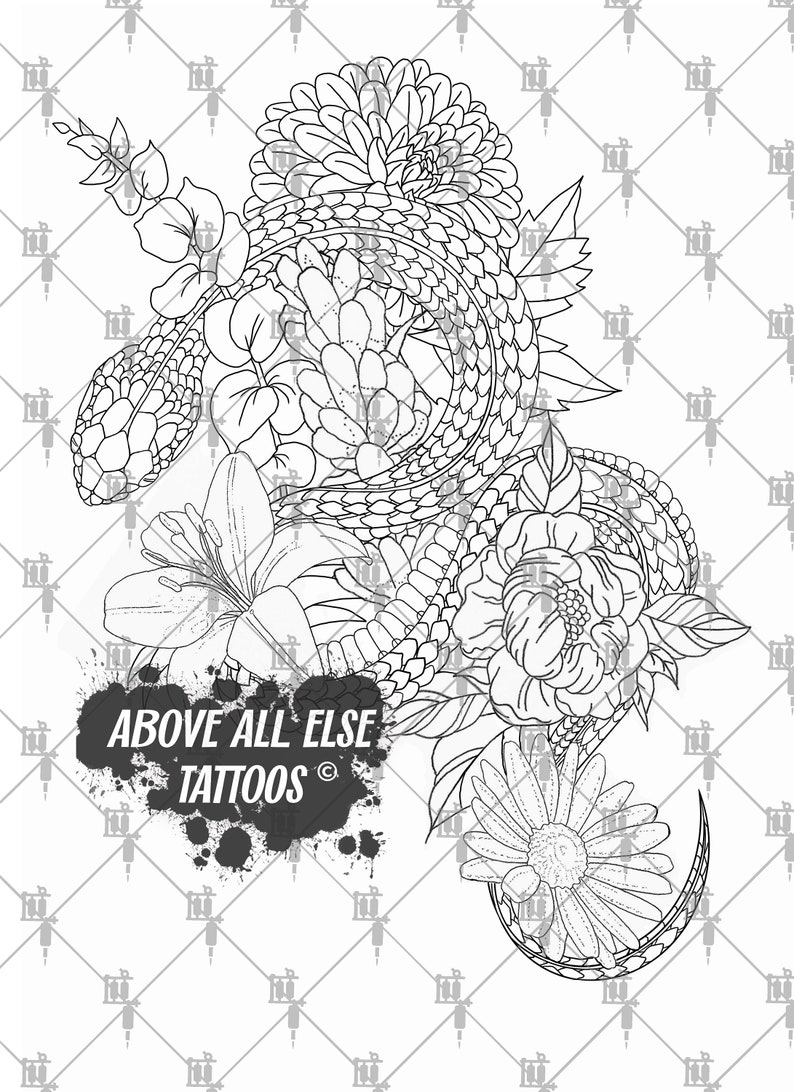 Snake in Floral Bouquet - Etsy