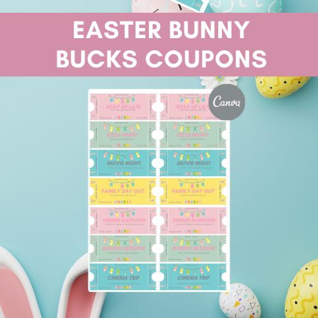 Easter Coupons, Easter Bunny Coupons, Printable Easter Egg Coupons for ...