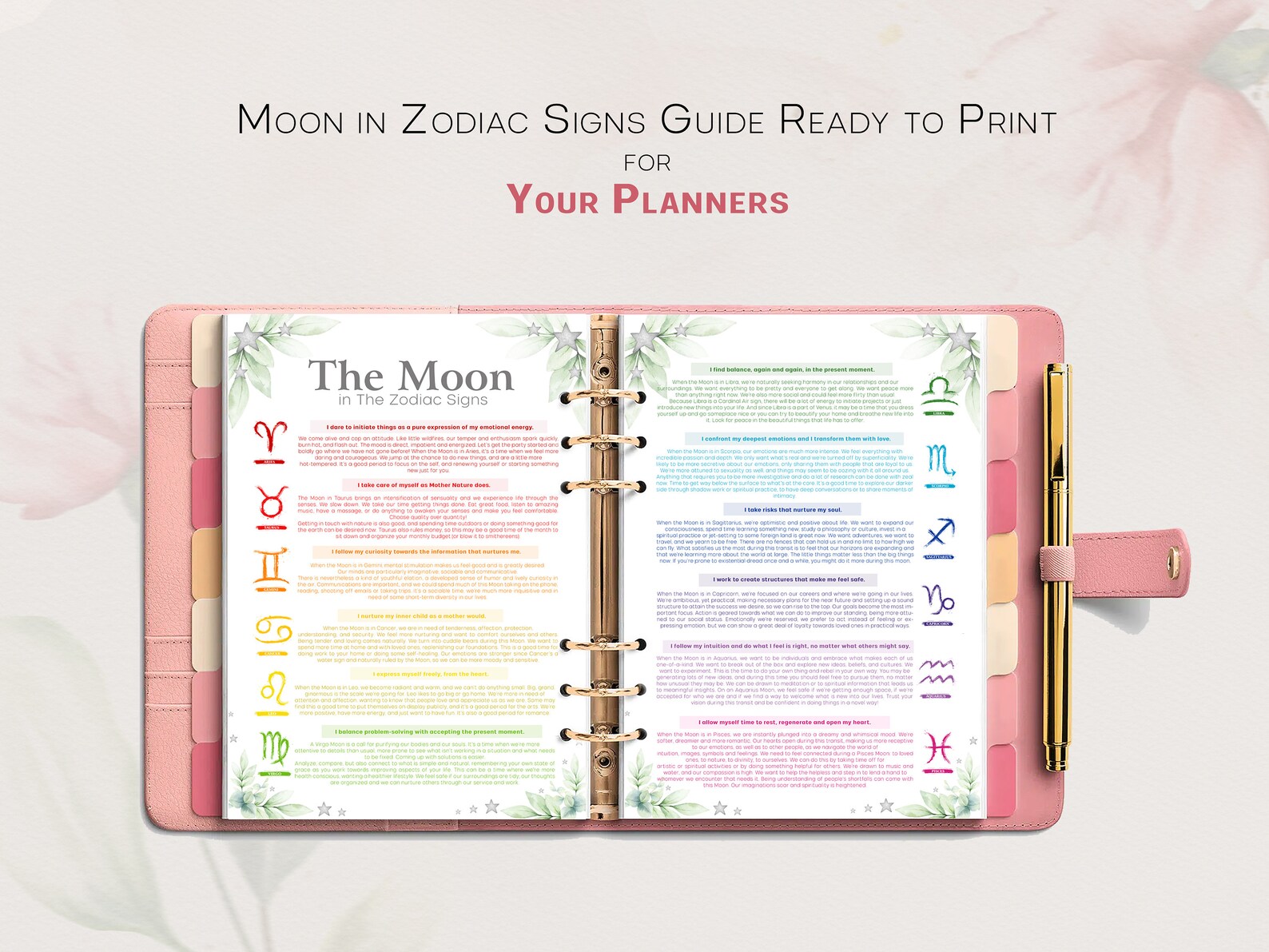 Moon in Zodiac Signs Guide | Infographic + Descriptions | Moon Transits ...