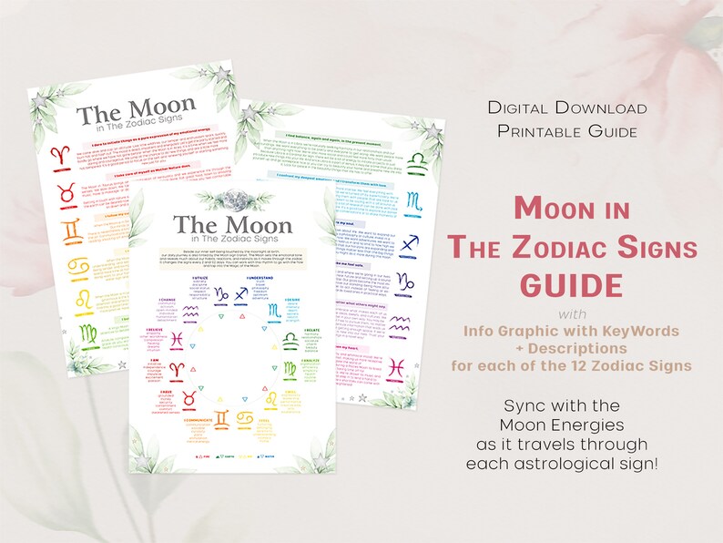 Moon in Zodiac Signs Guide | Infographic + Descriptions | Moon Transits ...