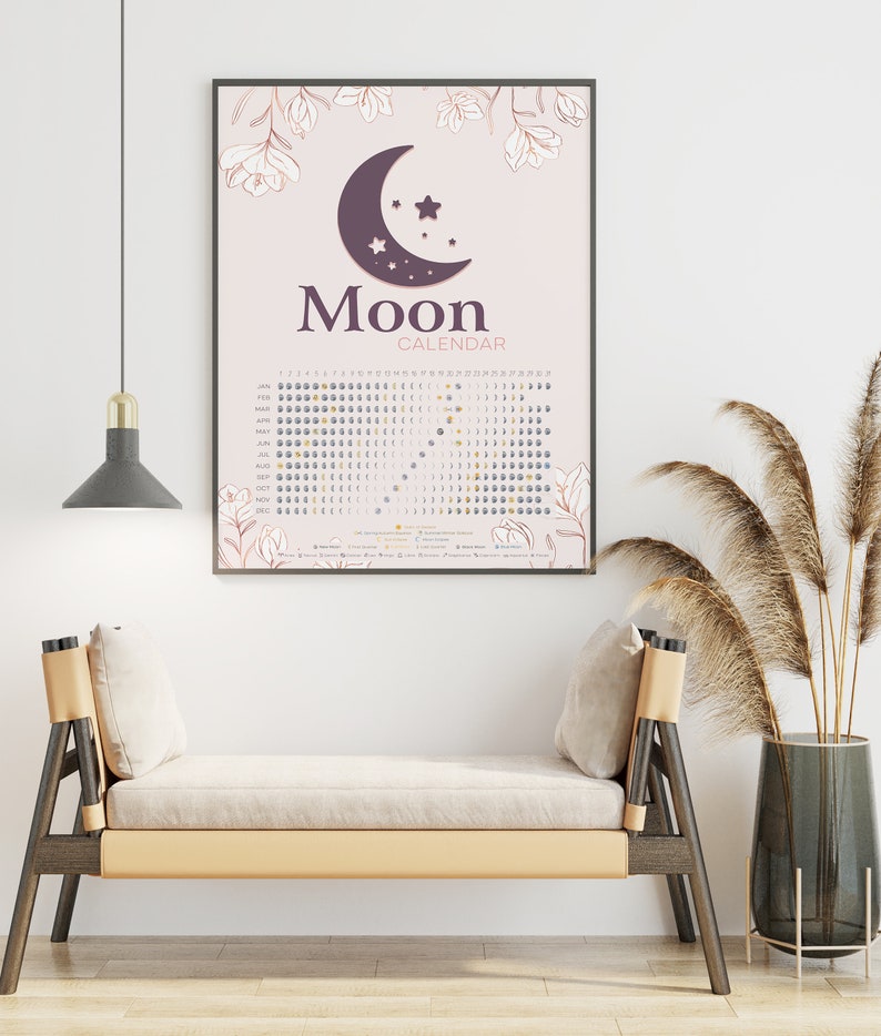 Moon Phases Calendar 2023 Lunar Calendar Moon Calendar - Etsy
