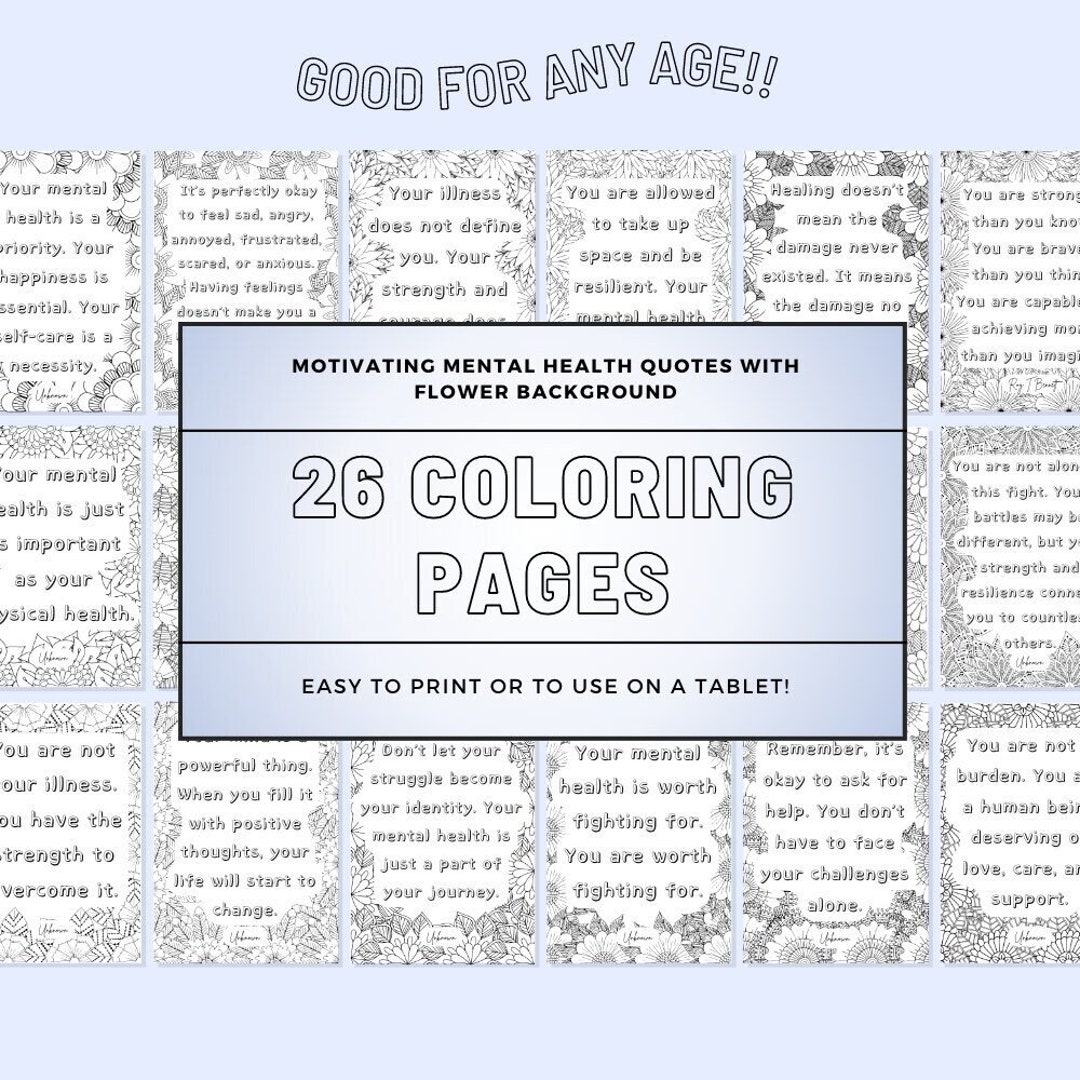26 Positive Mental Health Quotes | Coloring Book | Digital or Printable ...