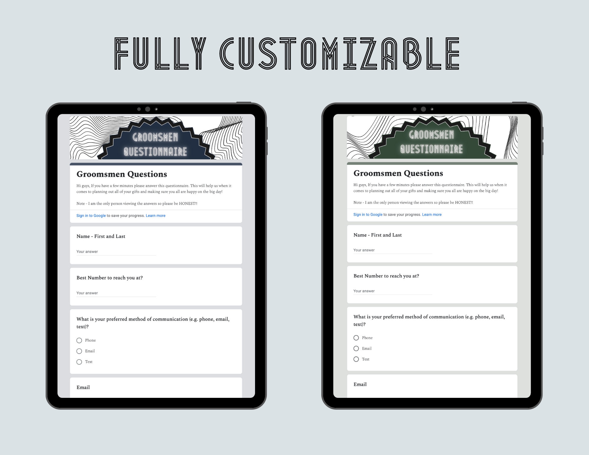 Groomsmen Questionnaire | Editable on Google Forms | Three Canva ...