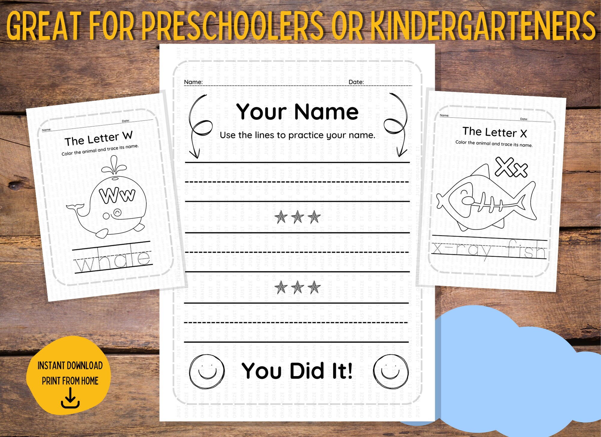 30 Printable ABC Color and Trace Worksheets Bundle Learn the Alphabet ...