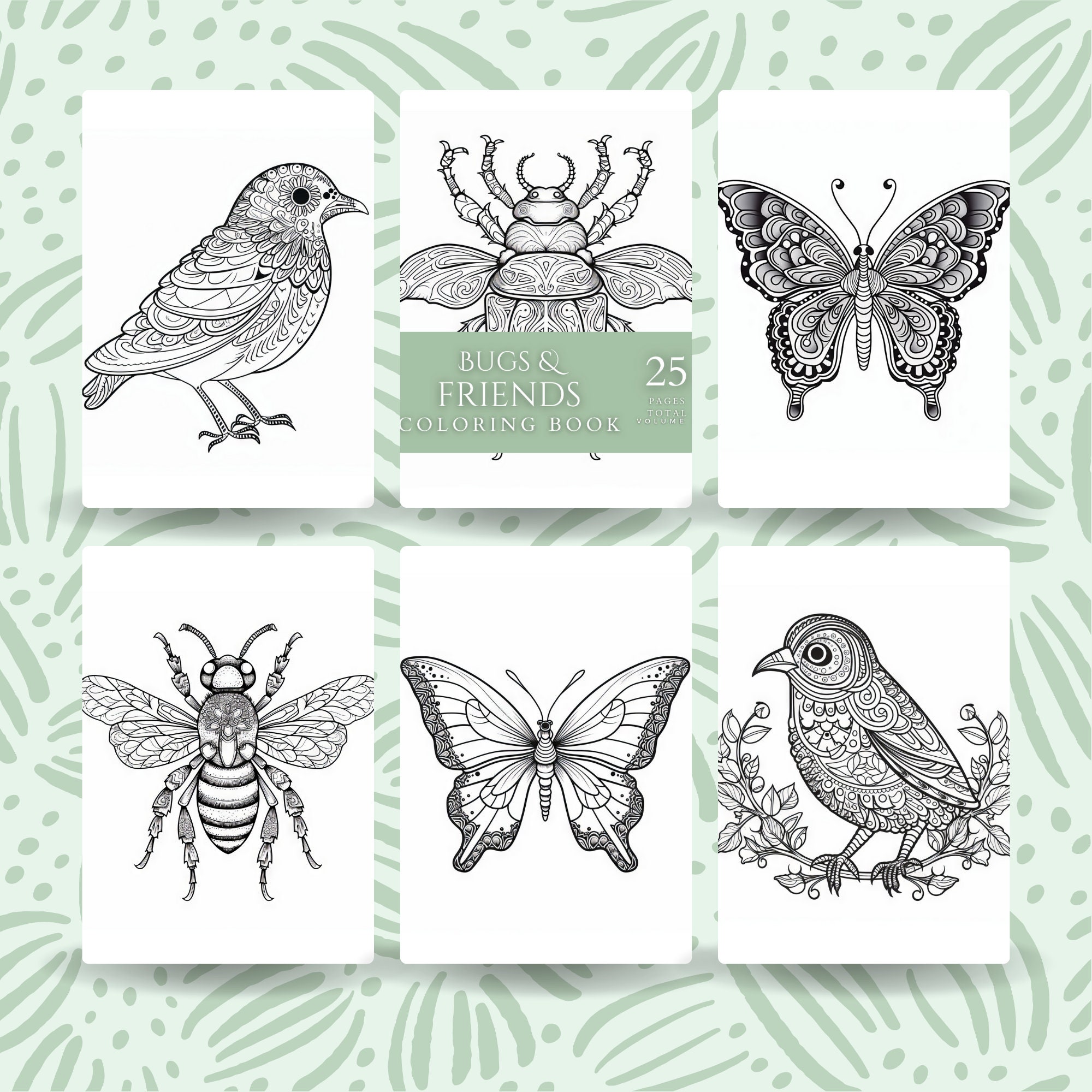 Bugs and Friends Coloring Book | Printable or Digital | 33 Pages - Etsy