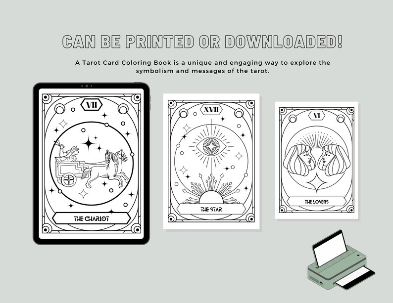 Major Arcana Tarot Card Coloring Book - Printable or Digital - 23 Pages ...