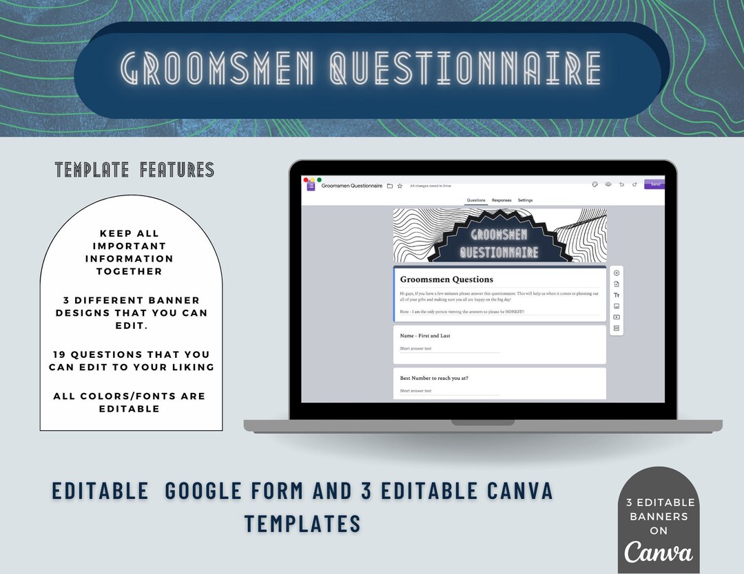 Groomsmen Questionnaire | Editable on Google Forms | Three Canva ...