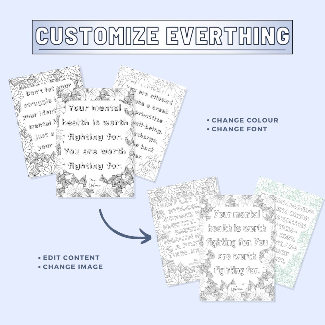 26 Positive Mental Health Quotes | Coloring Book | Digital or Printable ...