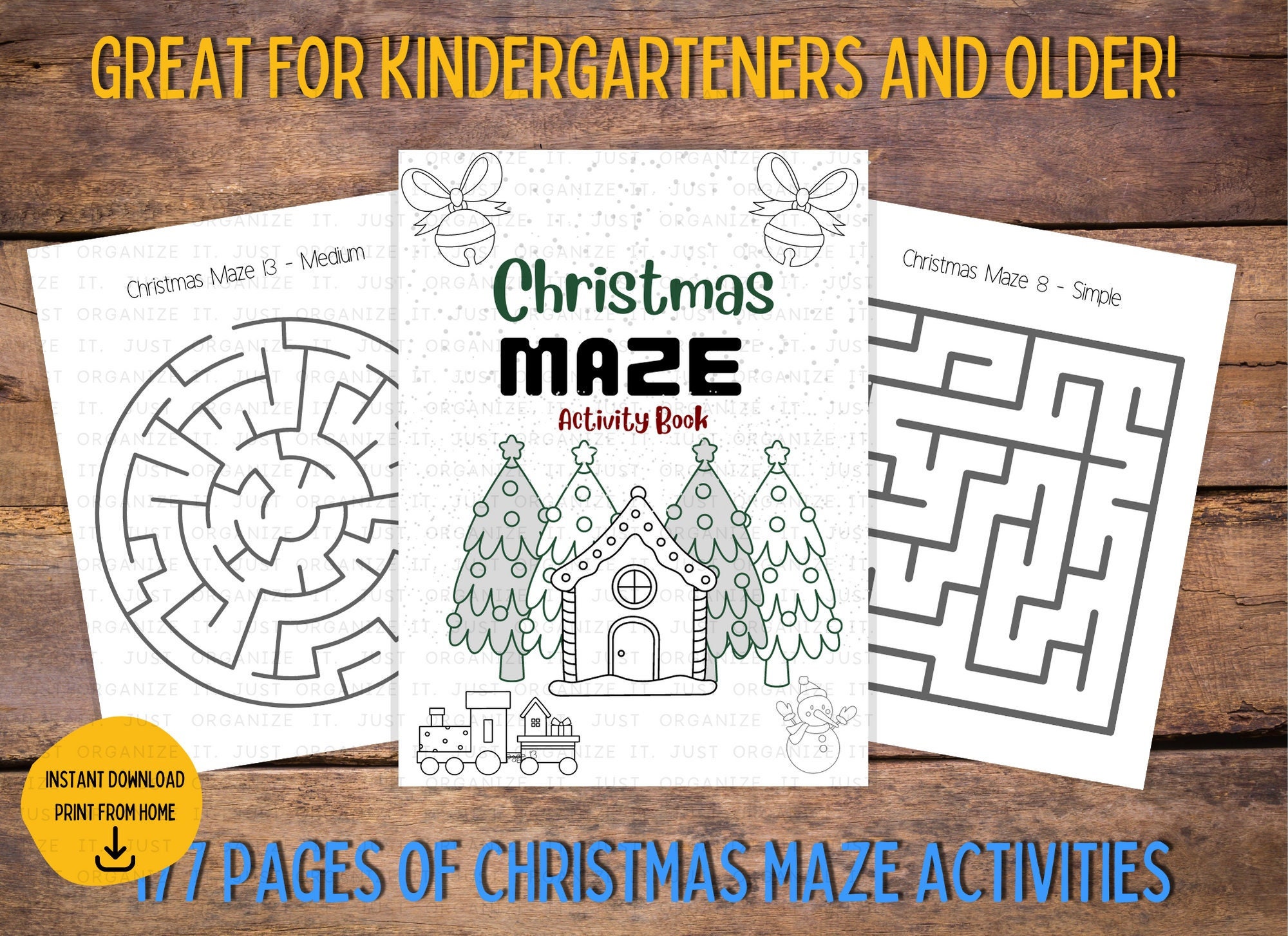 177 Printable Christmas Maze Worksheet Bundle Tracing Book Kids ...