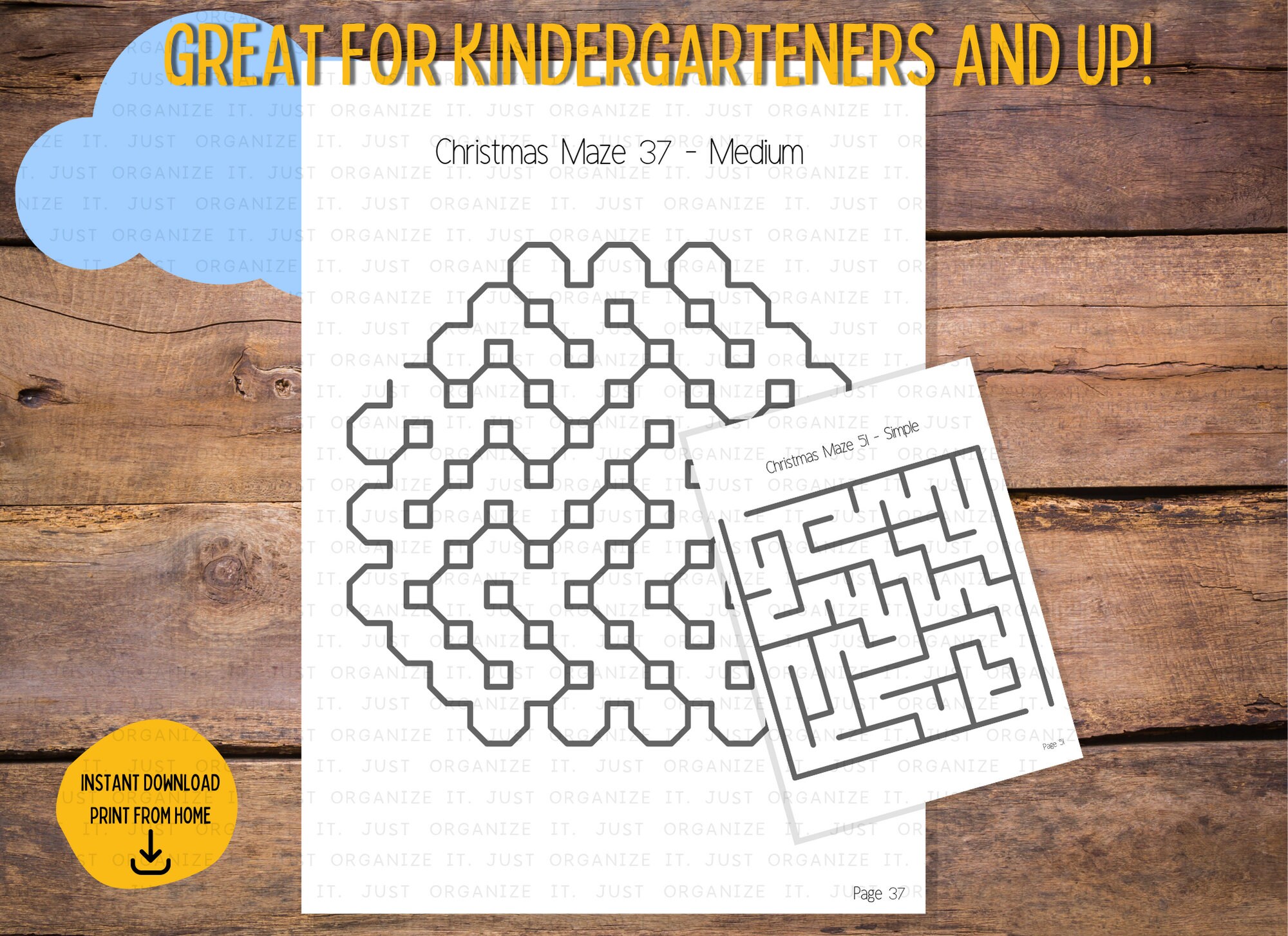 177 Printable Christmas Maze Worksheet Bundle Tracing Book Kids ...