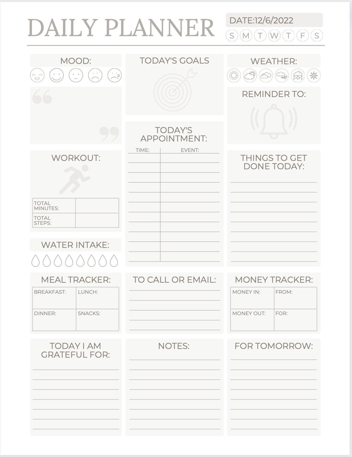 Editable Daily Planner Bundle, Canva Daily Planner, Daily Organization ...