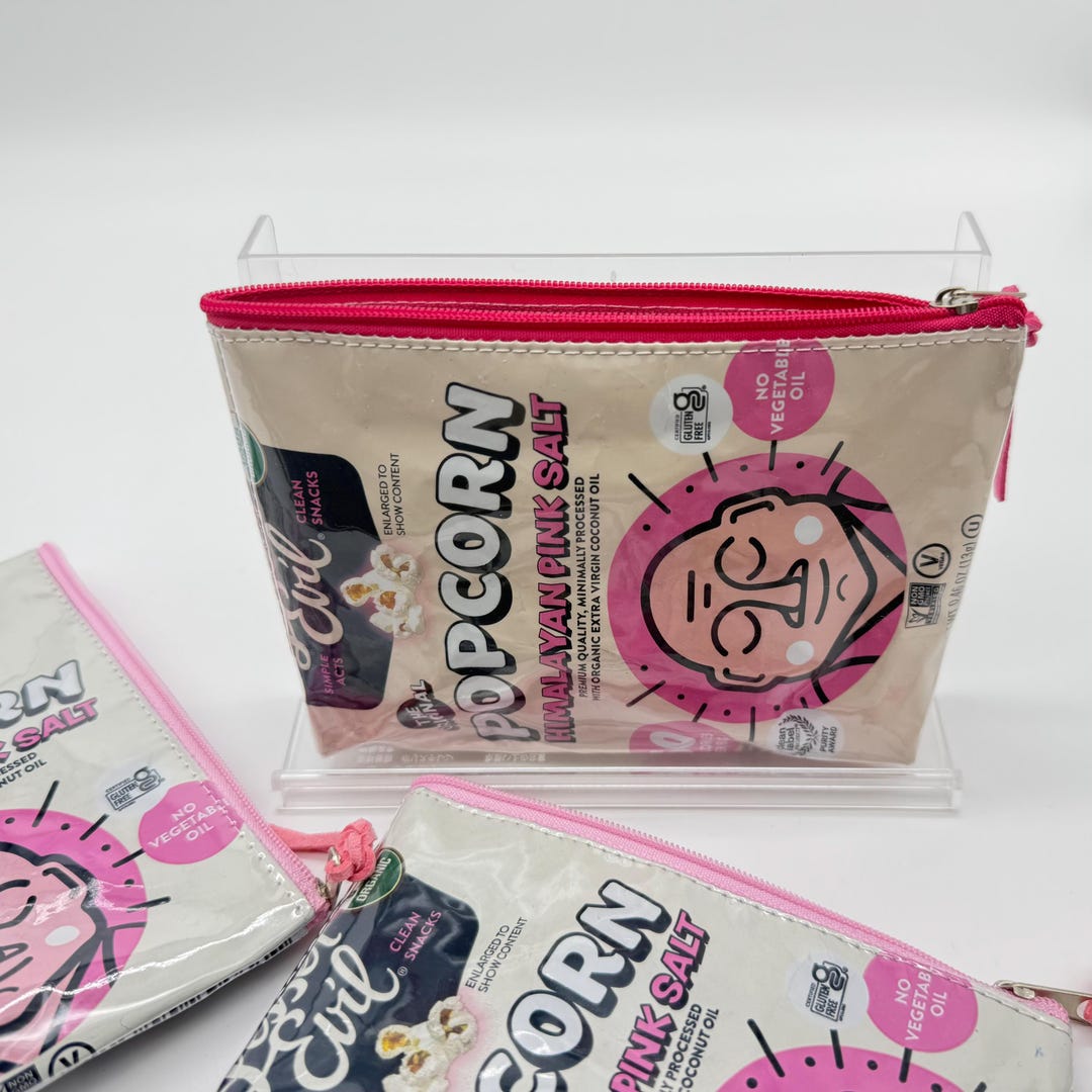 Handmade Lesser Evil Popcorn Himalayan Gold Upcycled Zipper Pouch/coin ...