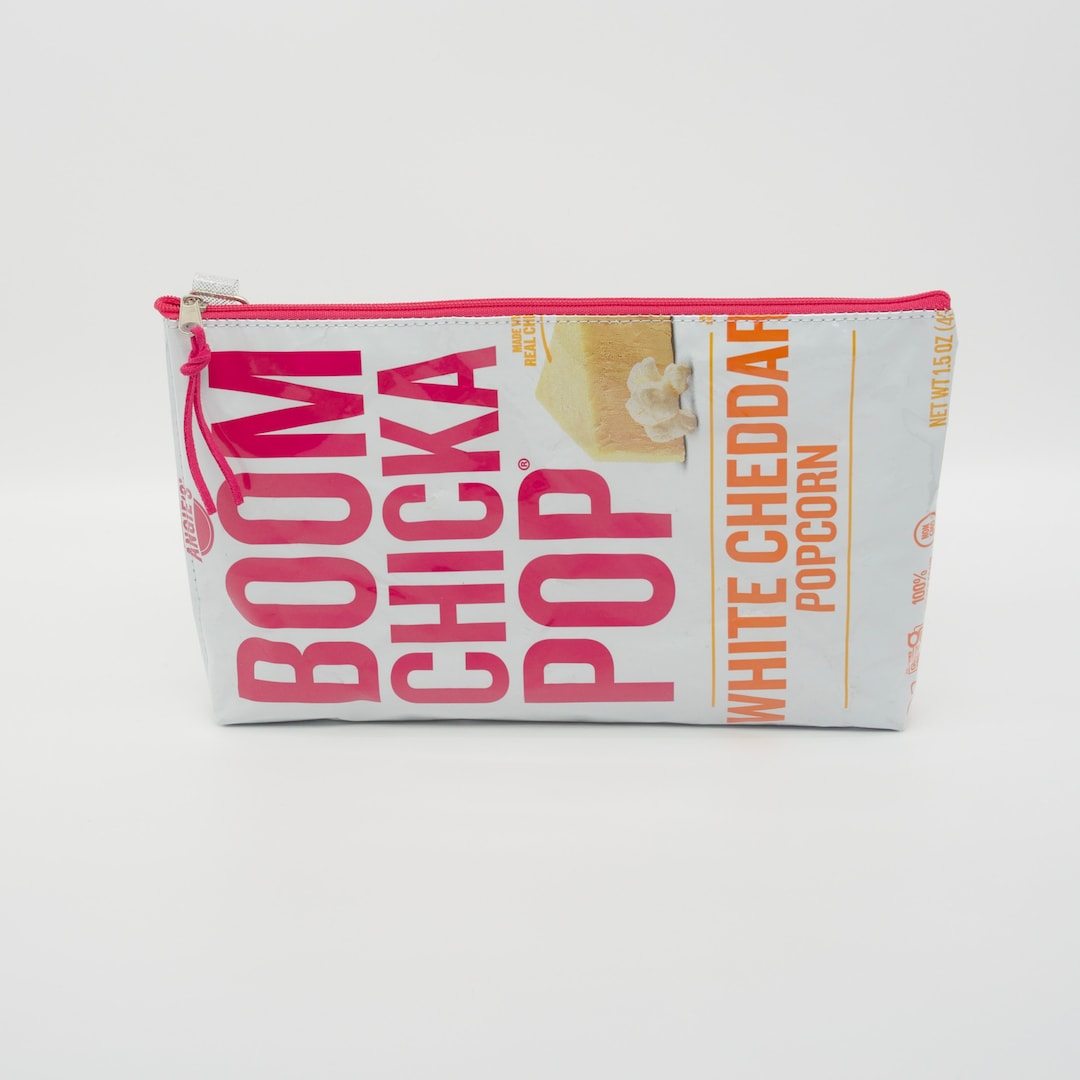Handmade White Chedder Boom Chicka Pop Bag Upcycled Zipper Pouch ...