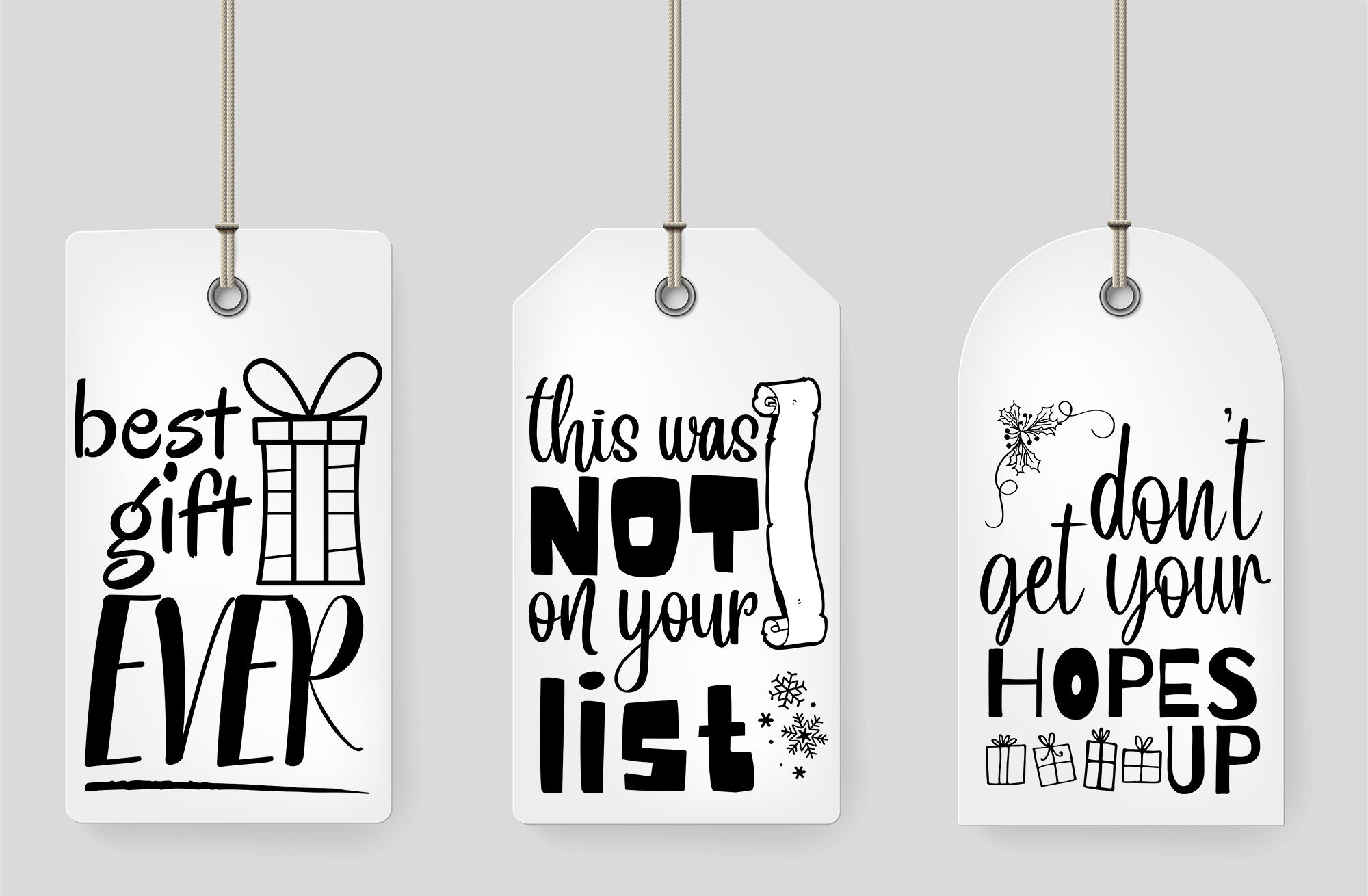 12 Christmas Gift Tag SVG Bundle, Printable Funny Holiday Quotes Labels ...