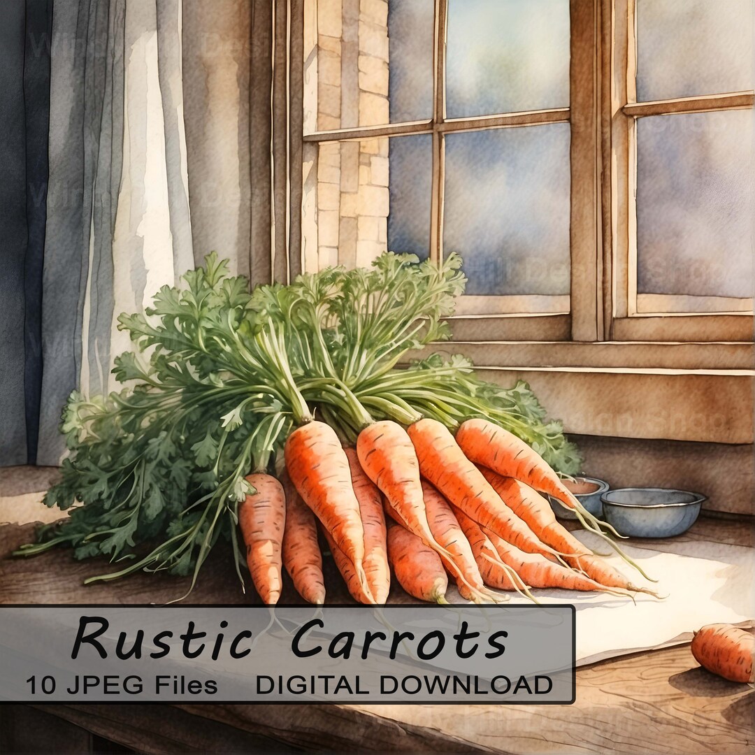 Rustic Carrots, 10 JPEG Bundle, Digital Scrapbook Junk Journal Paper ...
