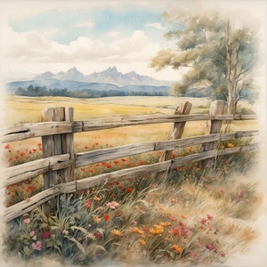 Rustic Fences, 10 JPEG Bundle, Digital Scrapbook Junk Journal Paper ...