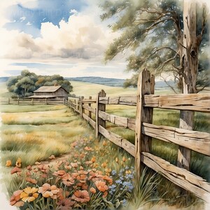 Rustic Fences, 10 JPEG Bundle, Digital Scrapbook Junk Journal Paper ...