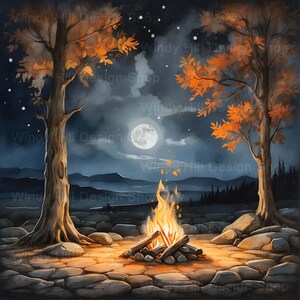 Peaceful Campfire, 10 JPEG Bundle, Digital Scrapbook Junk Journal Paper ...