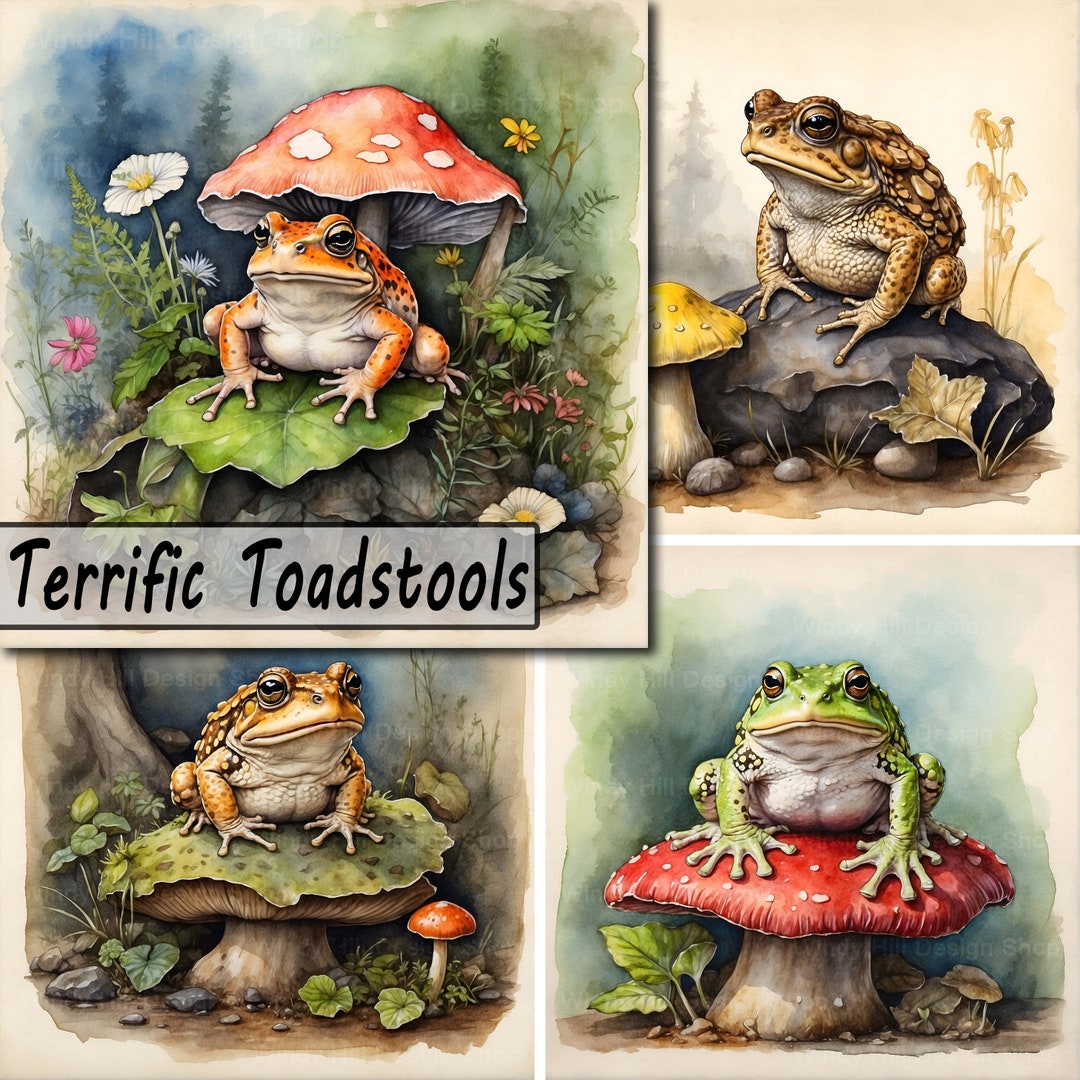 Terrific Toadstools, 10 JPEG Bundle Digital Scrapbook Junk Journal ...