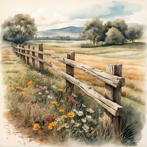 Rustic Fences, 10 JPEG Bundle, Digital Scrapbook Junk Journal Paper ...