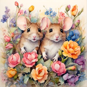 Playful Field Mice, 10 JPEG Bundle, Digital Scrapbook Junk Journal ...
